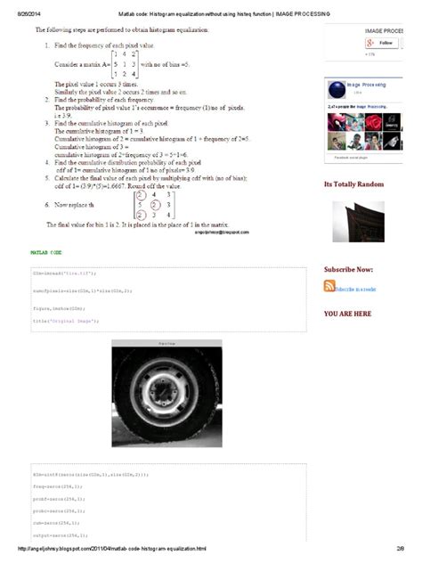 matlab code histogram equalization without using histeq function