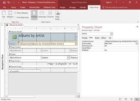 access 2016 create a report