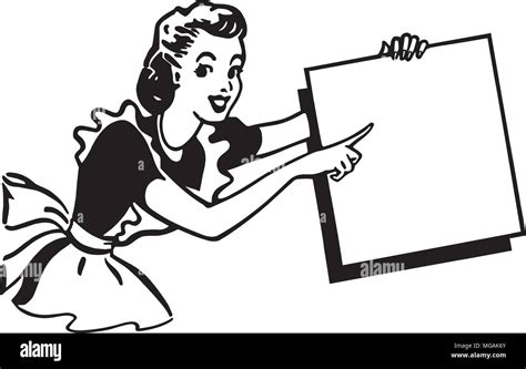 Pointing Lady Retro Clipart Illustration Stock Vector Image And Art Alamy