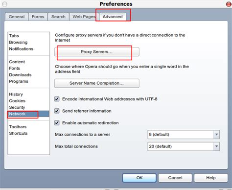 how to configure proxy settings for opera firefox web browser ubuntu