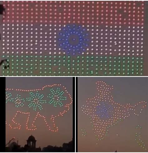1000 Drones Choreograph Beating Retreat Light Show In Delhi Skies