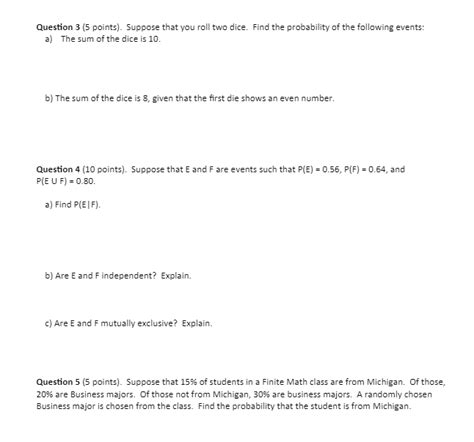 Solved Question 3 5 Points Suppose That You Roll Two