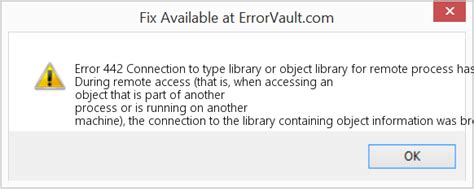how to fix error 442 connection to type library or object library for
