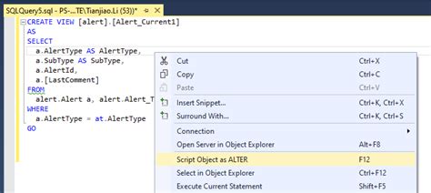 scripting an object as alter sql prompt 9 product