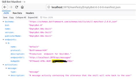 error in invoking skill id localhost 3980 manifests