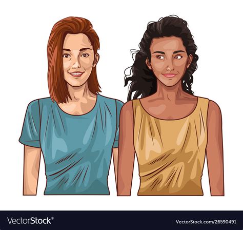 Pop Art Beautiful Women Smiling Cartoon Royalty Free Vector