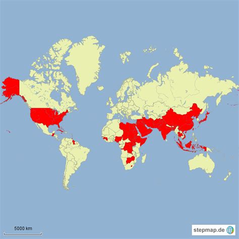 Stepmap Länder Der Todesstrafe Landkarte Für Welt