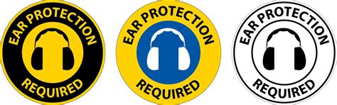Notice Ear Protection Required Sign On White Background 24458687 Vector