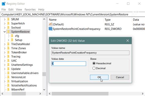configure windows 10 to automatically create a system