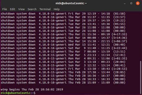 how to check shutdown and reboot date in linux make tech easier