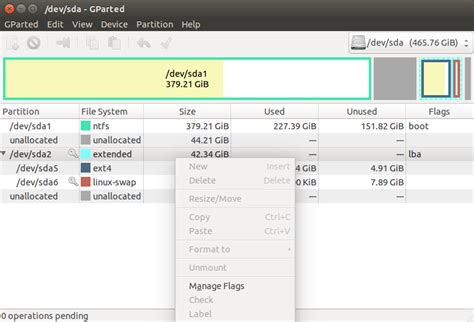 ubuntu how to merge unallocated partition to linux