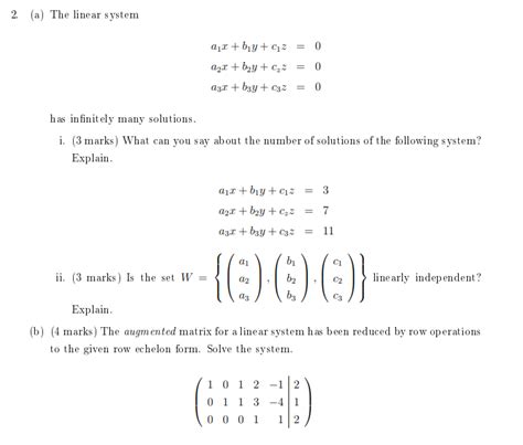 Solved A The Linear System A1x B1y C1z 0 A2x B2y