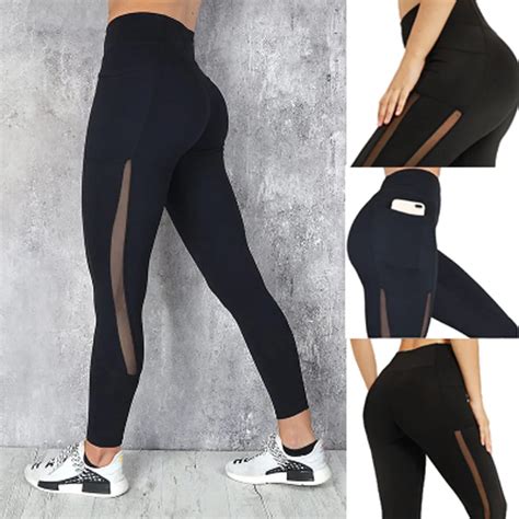 Womens Sports Stitching Sport Pants Fitness Gym Breathable Leggings