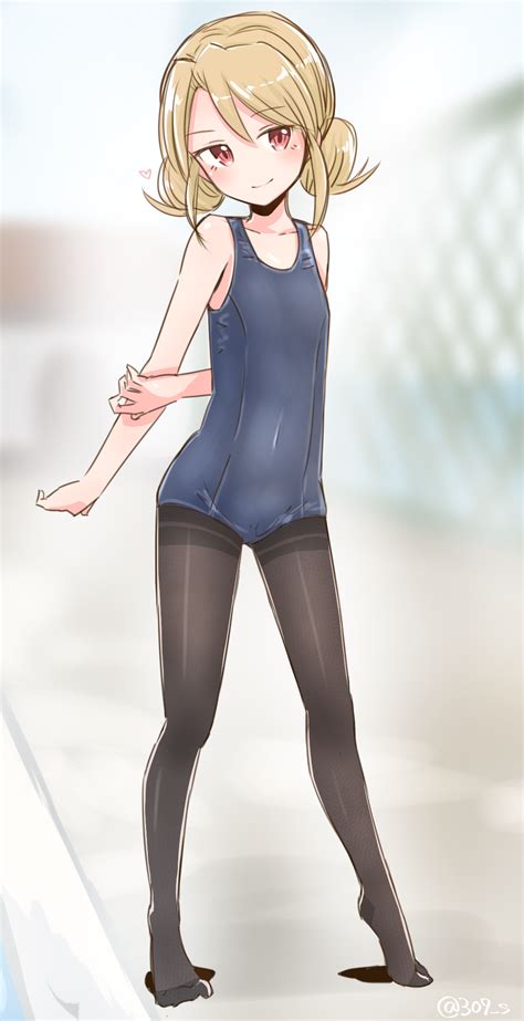 Safebooru 1girl Arms Behind Back Black Legwear Brown Eyes Covered