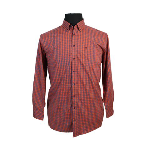 Casa Moda Pure Cotton Small Pane Check Long Sleeve Shirt