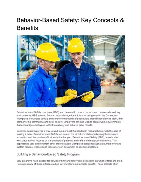 Ppt Behavior Based Safety Key Concepts And Benefits Powerpoint
