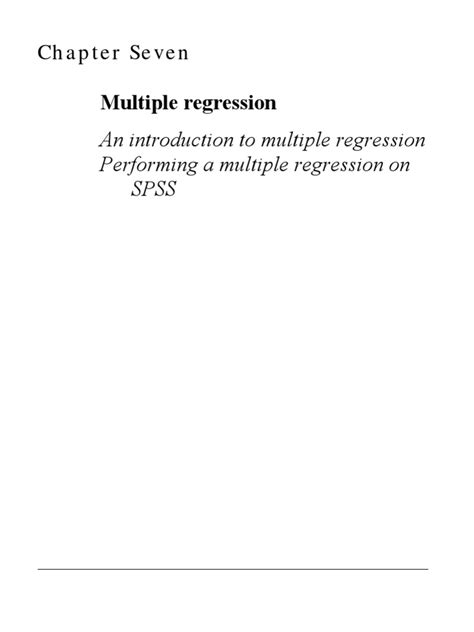 Chapter 7 Multiple Regression Pdf Regression Analysis Analysis