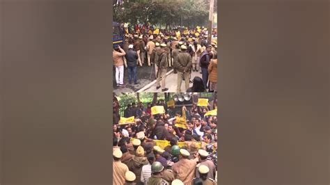 Sultanpuri Woman Dragging Case Aap Protests Outside Delhi Lg Vinai