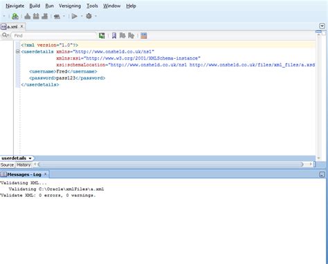 validate xml against an xsd using jdeveloper
