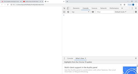 javascript no output in console chrome inspect element webpack