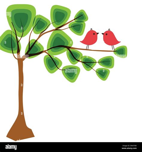 Cute Greetings Card With Birds On A Swing Stock Vector Image And Art Alamy