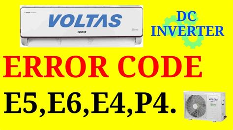 Voltas Ac Error Codes Dc Inverter E5 E6 E4 P4 Youtube