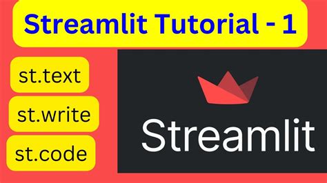 streamlit tutorial 1 for beginners streamlit st text st write st
