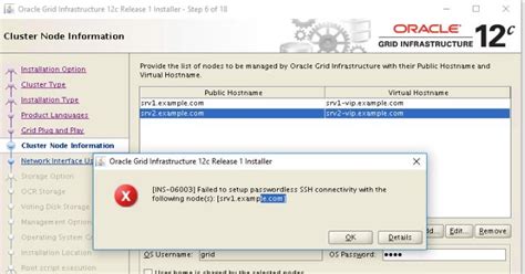 oracle database commands and practical examples rac [ins 06003] failed