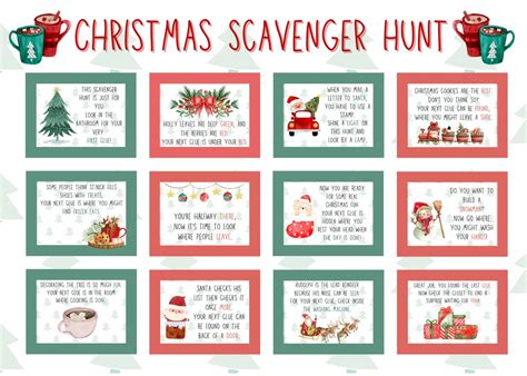 Christmas Scavenger Hunt Printable Christmas Treasure Hunt Indoor