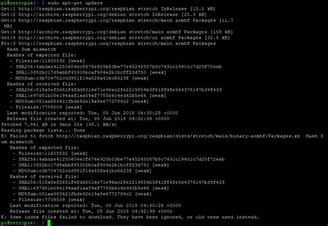 hash sum mismatch files when updating retropie forum