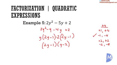 Factorization Of Quadratic Expressions Algebra Youtube