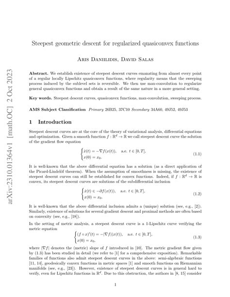 pdf steepest geometric descent for regularized quasiconvex functions