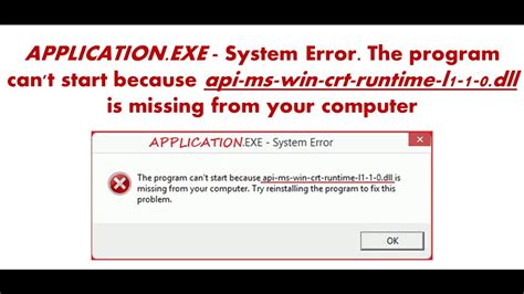cara mengatasi error api ms win crt runtime l1 1 0 dll is missing