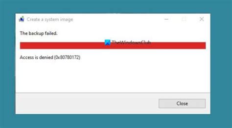 system image backup failed with error 0x80780172 on windows 11 10