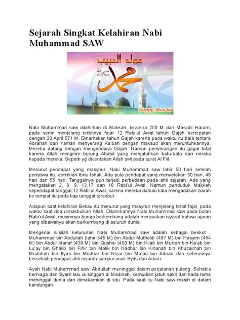 Docx Sejarah Kelahiran Nabi Muhammad Saw Hingga Wafatnya Dokumen Tips