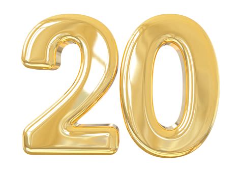 Número 20 Ouro 3d 9313584 Png