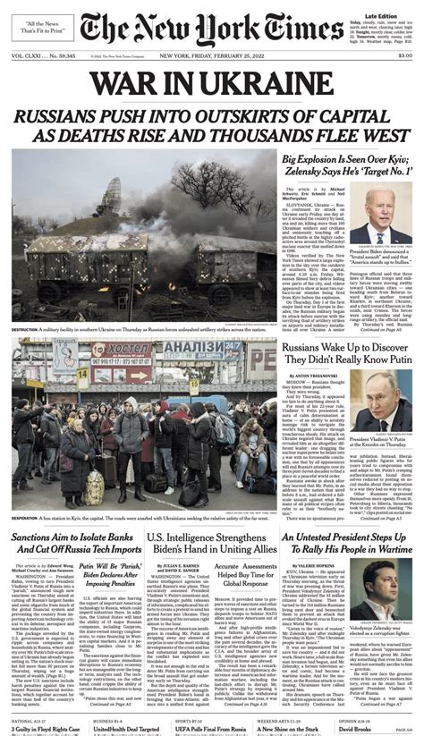 Russia Strikes Ukraine Front Covers Of Newspapers Around The World