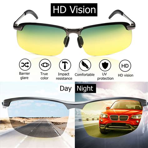 2 In1 Dayandnight Alloy Driving Polarized Glasses For Men Women Anti