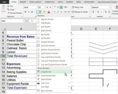 how to use shortcut keys and ribbon options to add borders in excel