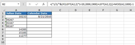 convert julian date to a calendar date in microsoft excel