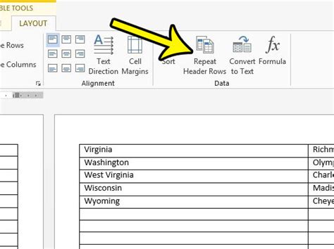 how to repeat a table header on each page in word 2013 pinatech