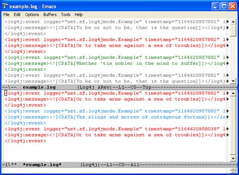 log4j mode view log files in emacs