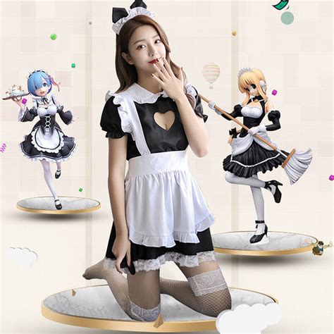 French Maid Uniform Cat Cosplay Lingerie Costume Cute Keyhole Nightwea
