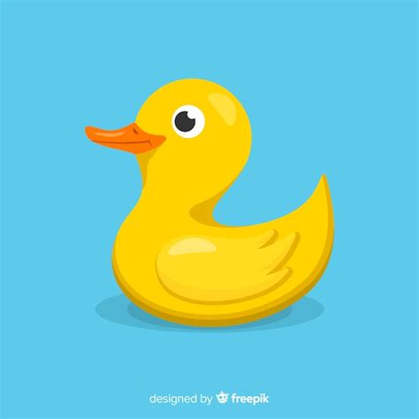 Flat Yellow Rubber Duck With Water Vector Free Download