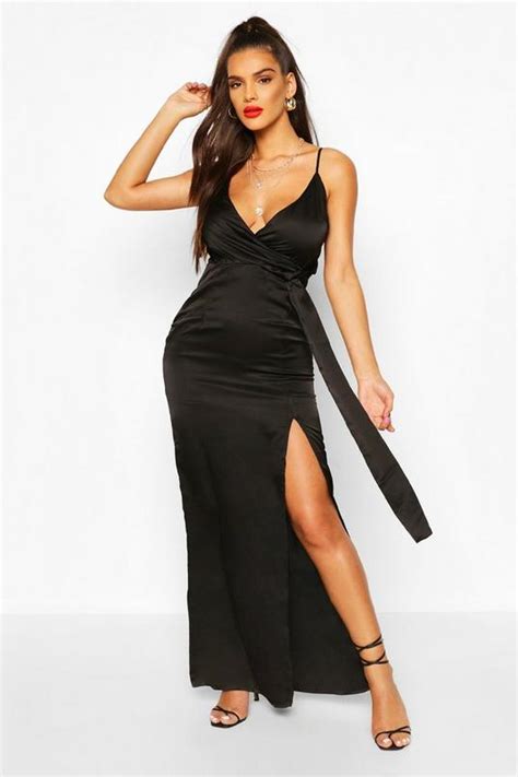 Satin Wrap Maxi Dress Boohoo