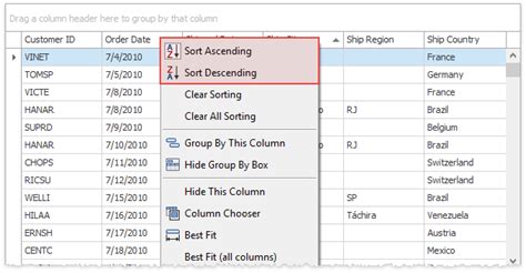 sorting winforms controls devexpress documentation