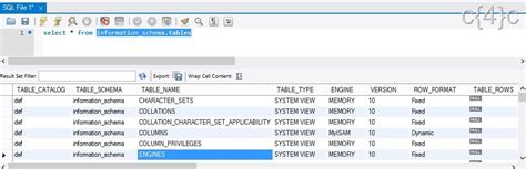 mysql get all tables name and column information code4copy