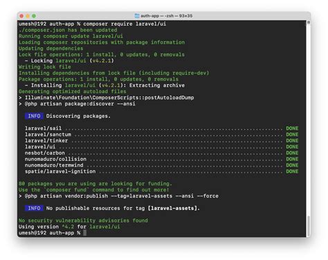 how to create auth scaffolding using react js in laravel 10