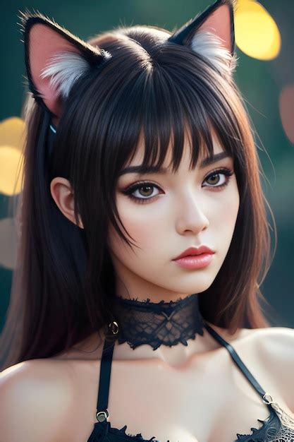 Premium Ai Image Portrait Of A Beautiful Asian Girl In Black Lingerie