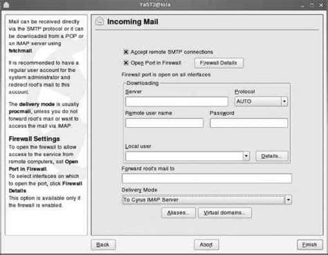 using yast to set up an mta suse linux enterprise server